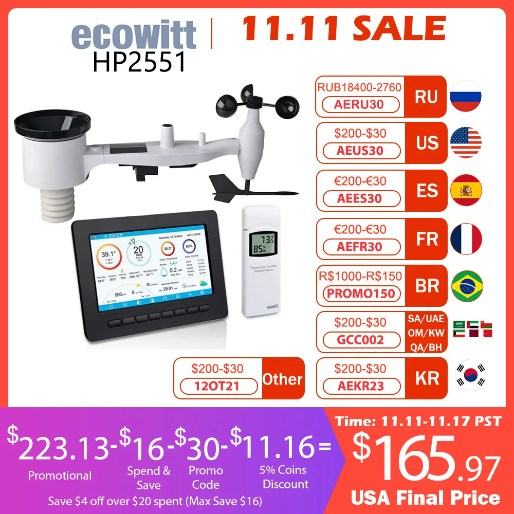Ecowitt-HP2551-Wi-Fi-Weather-Station-with-7-Large-TFT-Colored-Display ...