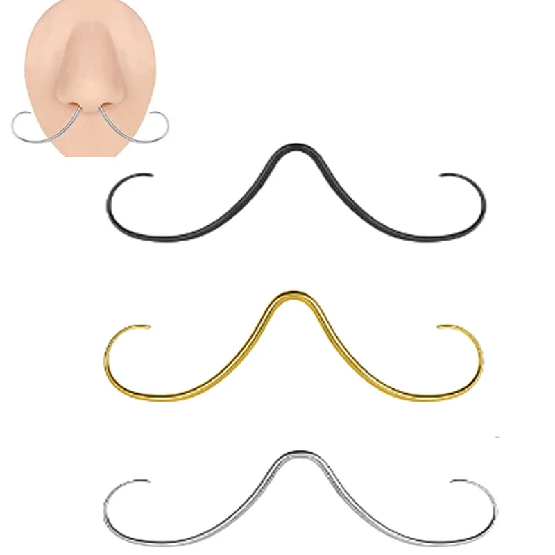 1-Pc-Stainless-Steel-Mustache-Nose-Ring-Nose-Septum-Piercing-Jewelry ...
