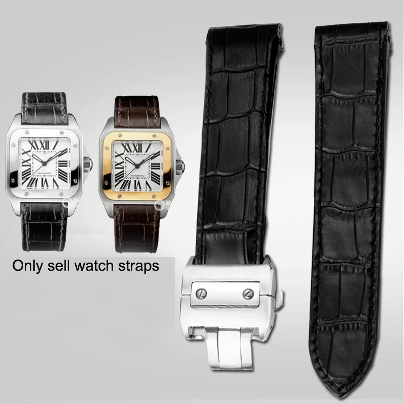 20mm-23mm-Genuine-Leather-Watch-Strap-For-Cartier-Santos-Watchband ...