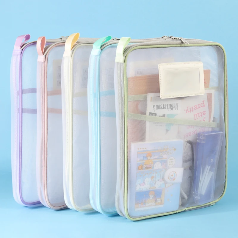 Stationery Storage Bag Double-layer Mesh Zipper Bag Large Capacity ...