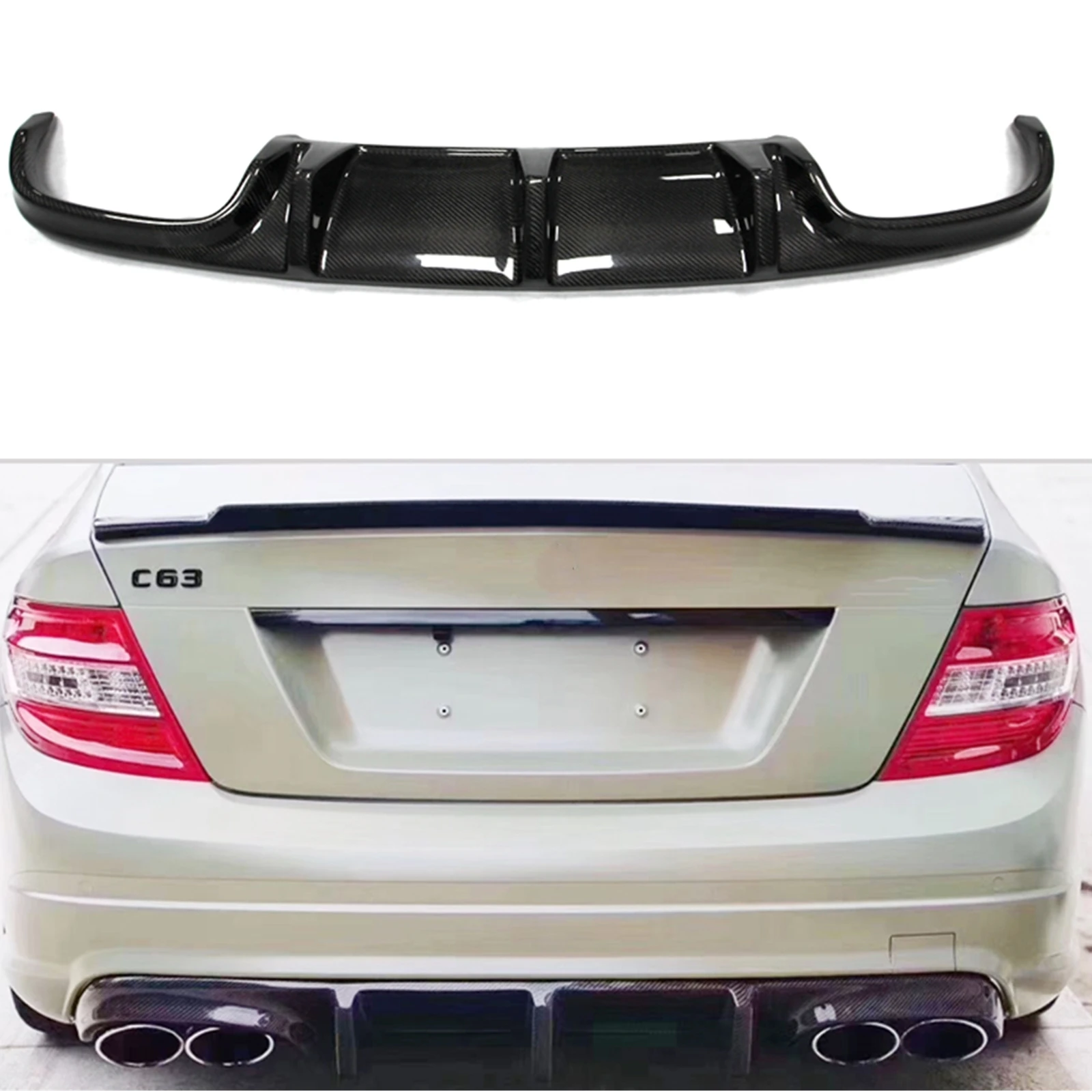 Carbon Fiber Rear Bumper Diffuser Lip Boot Spoiler Plate Exhaust ...