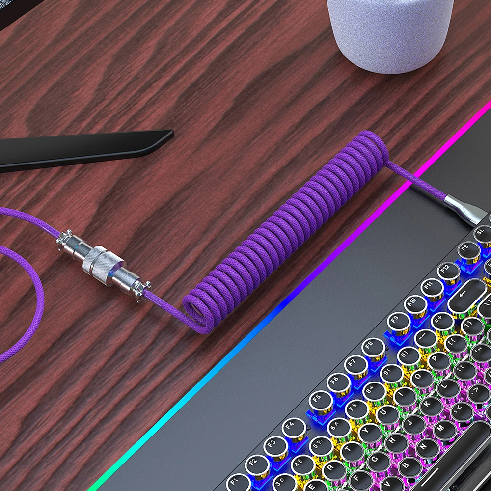 Mechanical-Keyboard-Coiled-Cable-USB-Keyboard-Wire-Mechanical-Keyboard ...