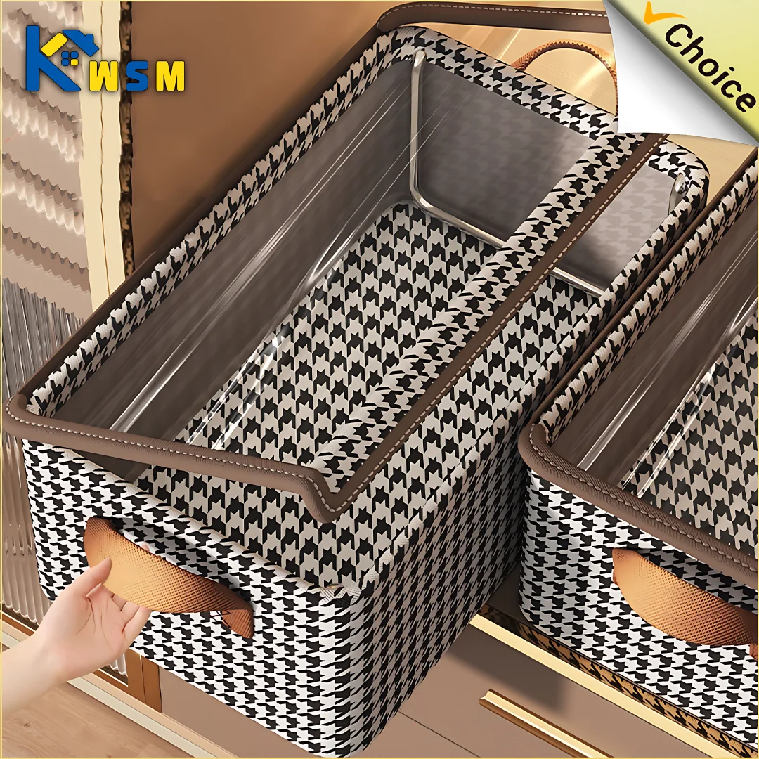 Clothes Storage Box with Lid Steel Frame Load-bearing Not Deformed ...