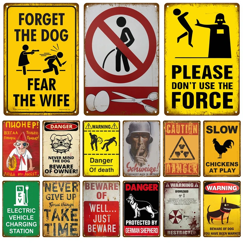 Warning-Danger-Beware-Metal-Sign-Vintage-Plaque-Tin-Sign-Plate-Home ...