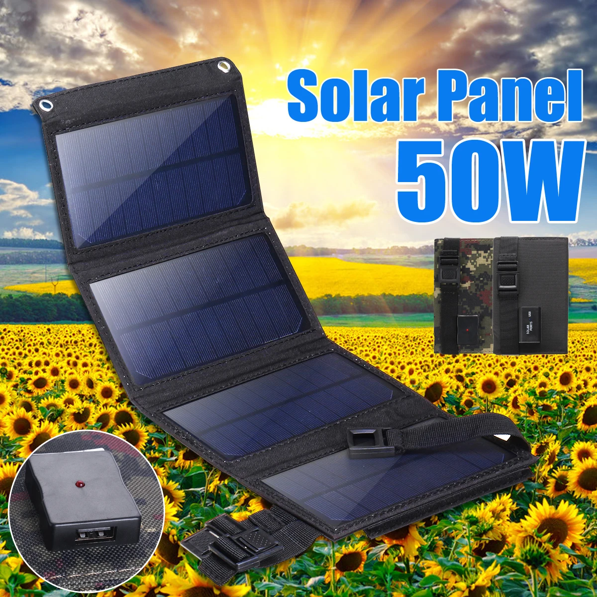 High Quality 50W USB Foldable Solar Panel Portable Small Waterproof 5V ...