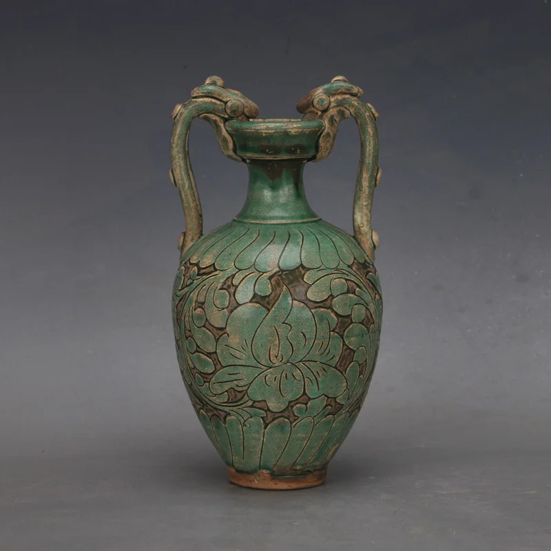 Song Cizhou Kiln Green Glazed Entangled Branches Shaved Double Dragon ...