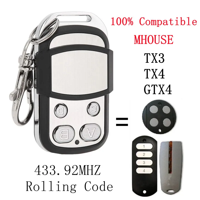 Mhouse/MyHouse Gate Remote Control Compatible TX4 TX3 GTX4 GTX4C 433.92mhz MT4 MT4G MT4V Garage ...