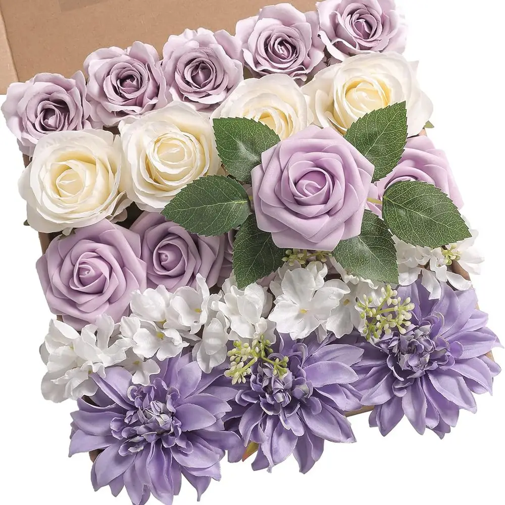 Purple-Rose-Artificial-Flowers-for-Home-Room-Decor-Wedding-Marriage ...