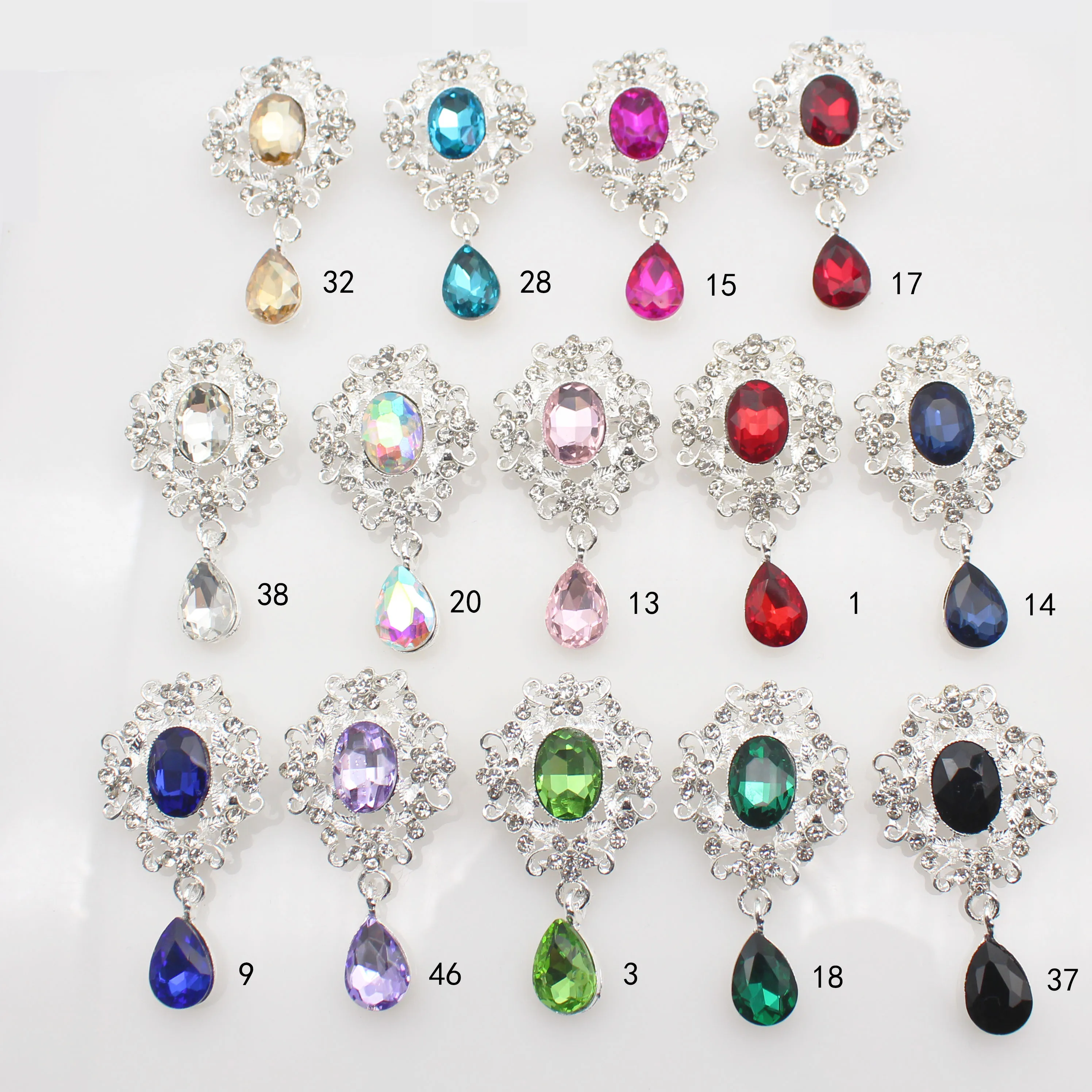 A-Pair-of-New-Summer-Silver-Brooches-Small-Pendants-Glass-DIY-Clothing ...