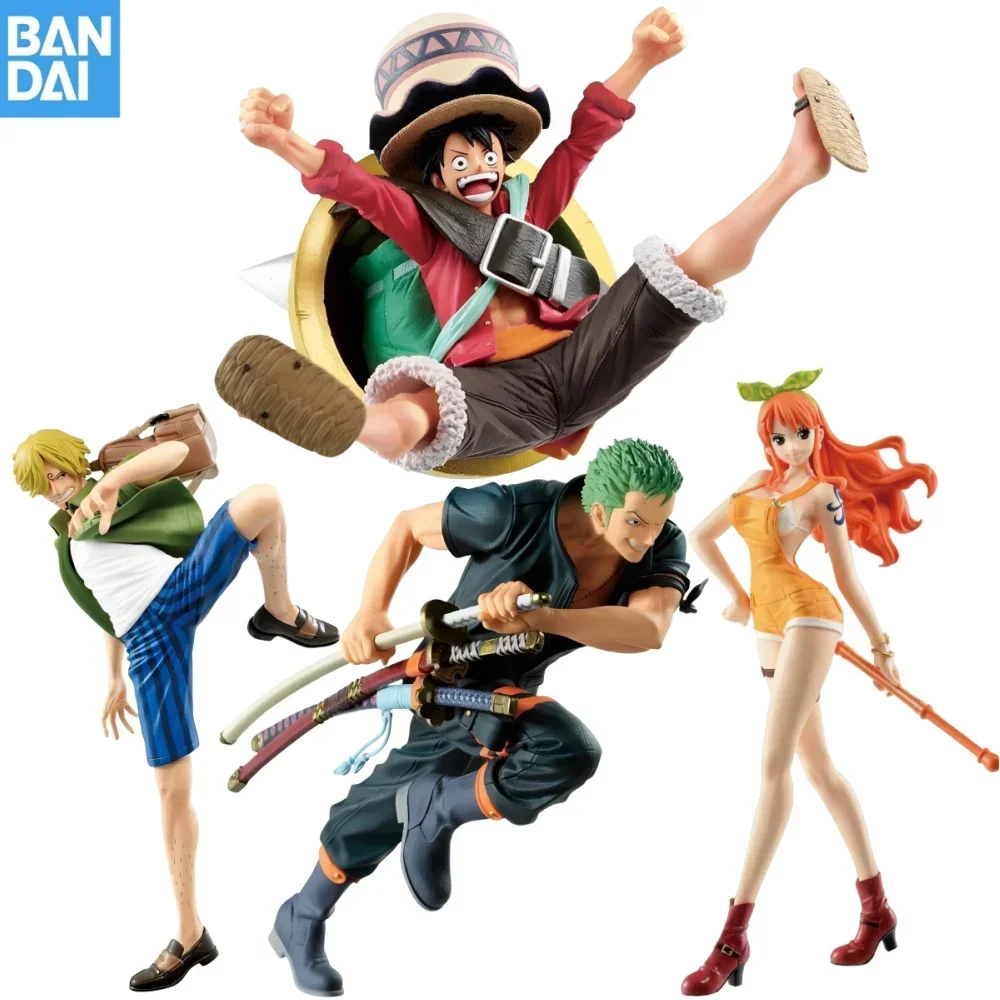 Original Bandai One Piece Luffy Nami Roronoa Zoro Sanji Anime Figures ...