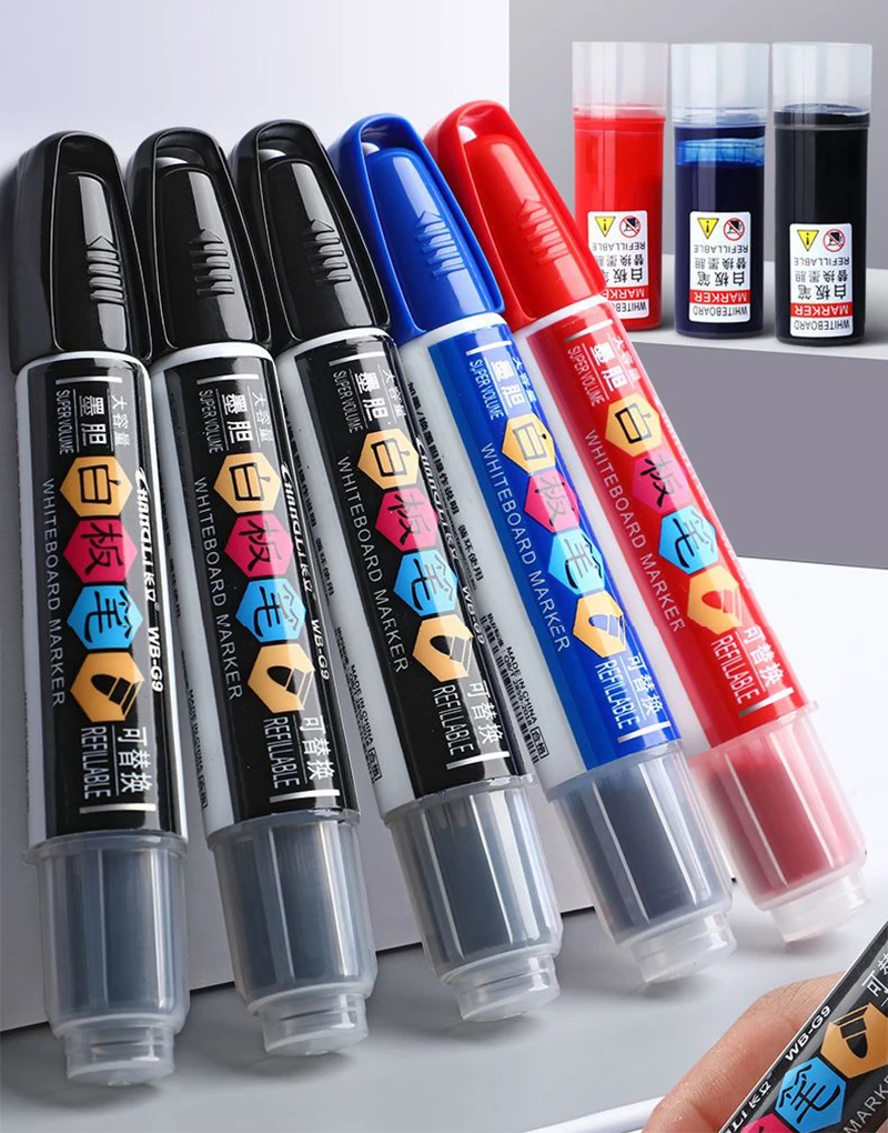 Jumbo Erasable White BoardMarker Pen Dry-Erase Refillable Ink Office ...