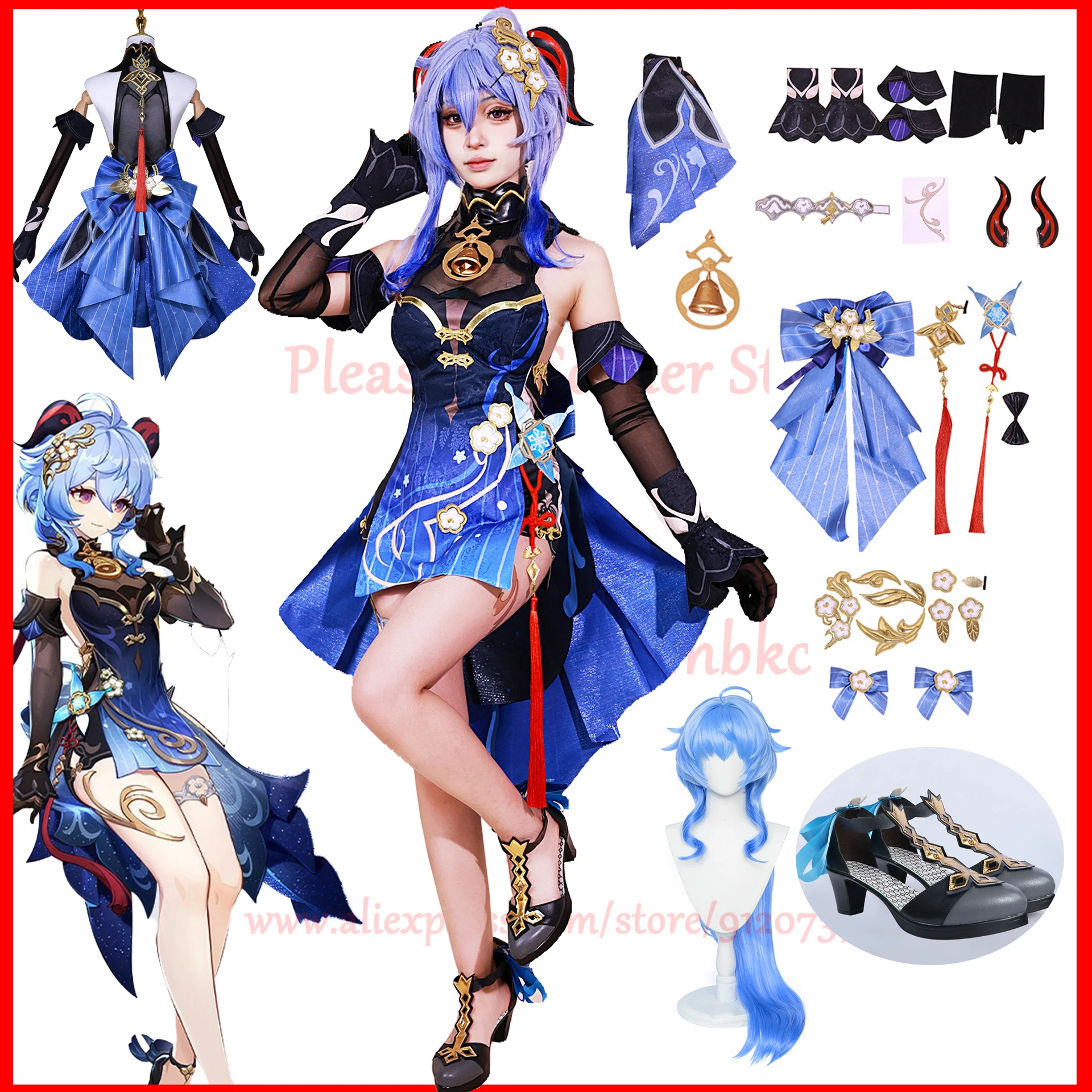 Conjunto-completo-Ganyu-Cosplay-Costume-Roupa-Ganyu-Genshin-Impact-Flor ...