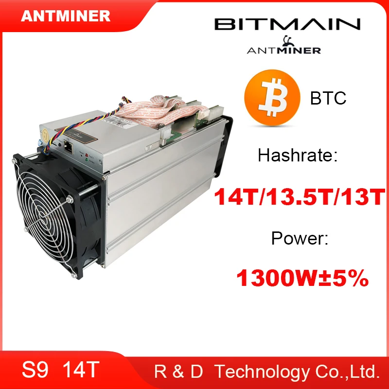 Used Asic Miner Antminer S9 13T/13.5T/14T±5% high performance more durable / energy saving and ...