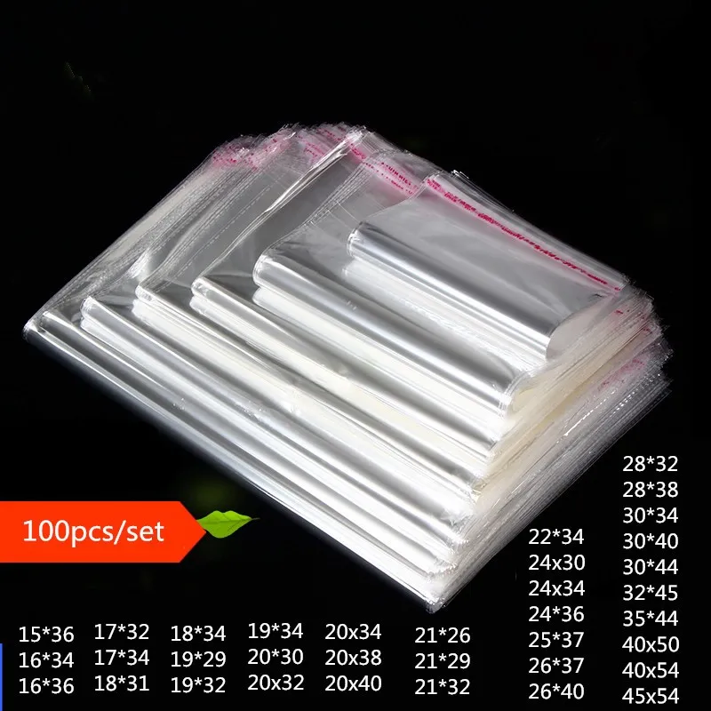 100 Piece Clear Garment Self Adhesive Bags Wedding Party Opp Gift Bag T ...