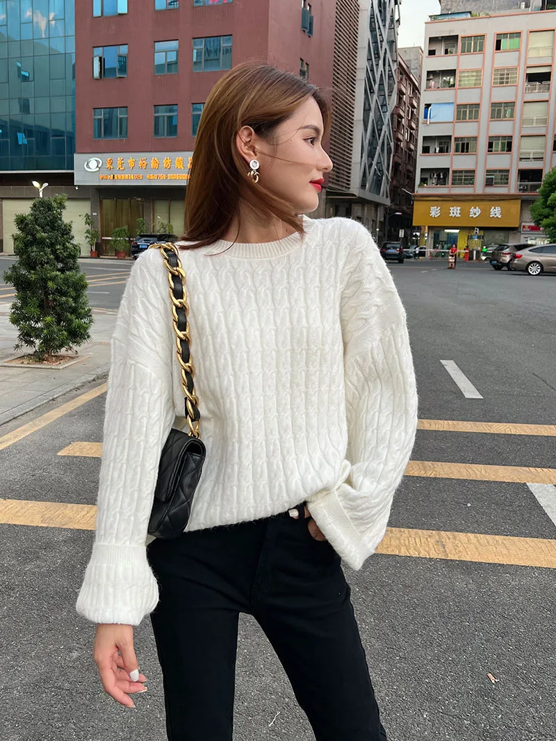 O-neck-thick-Autumn-Winter-wide-sleeve-Sweater-pullovers-Women-2022 ...