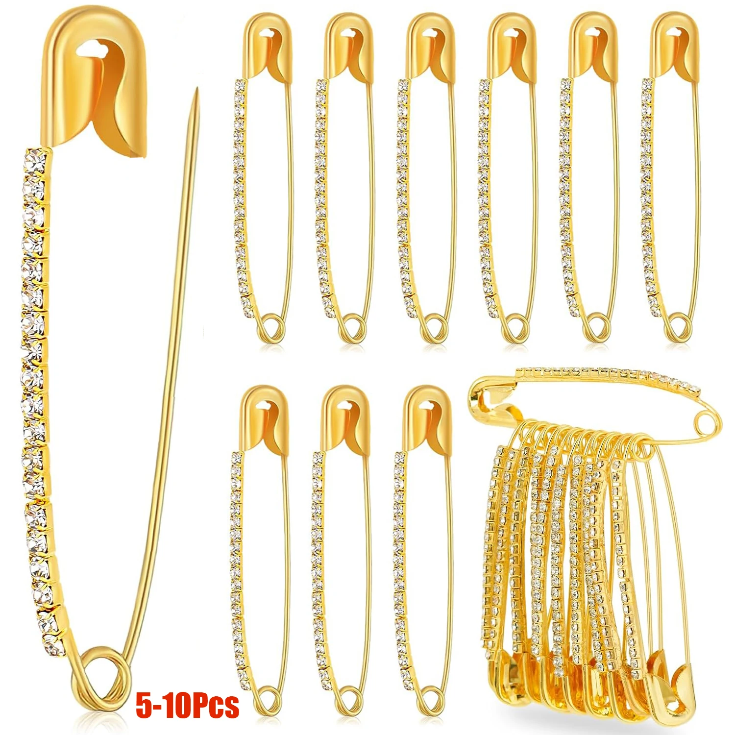 5-10Pcs Rhinestone Safety Pins Safety Brooches Quilting Basting Pins ...