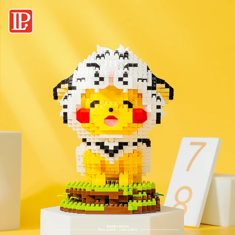 1316pcs+ Pikachu Micro Building Blocks Pokemon Cos Tiger 3d Model ...