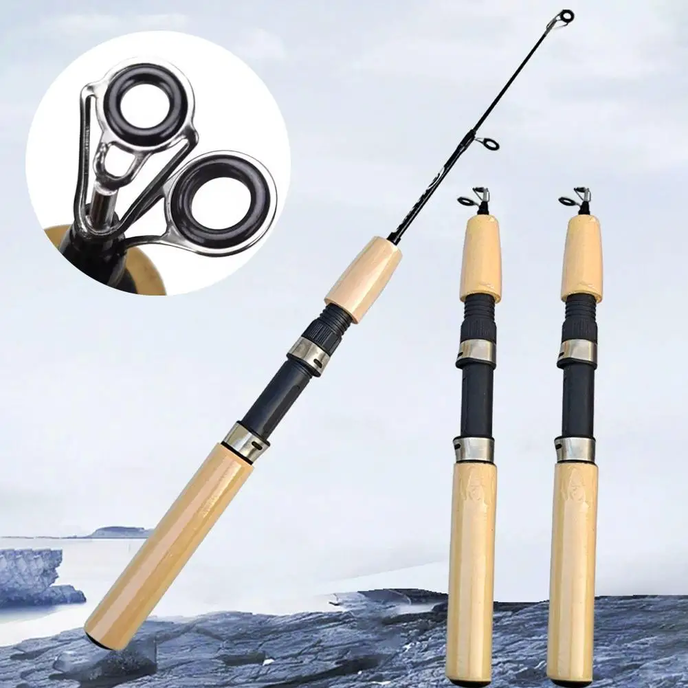 55 65 75CM Mini Telescopic Ice Fishing Rod Portable Solid two-piece ...