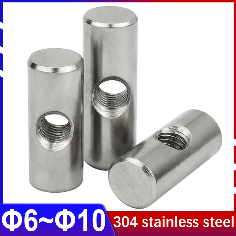 5Pcs 304 Stainless Steel Thread with Hole Cylindrical Positioning Pin ...