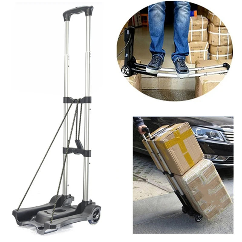 2-Rounds-Folding-Hand-Truck-Black-Small-Lightweight-Cart-Portable ...