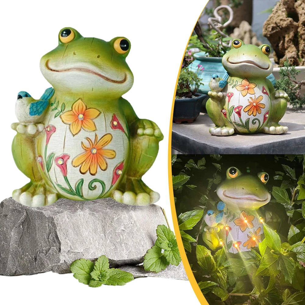 Solar-Powered-Cute-Frog-Night-Light-Waterproof-Frog-Flower-Decor ...