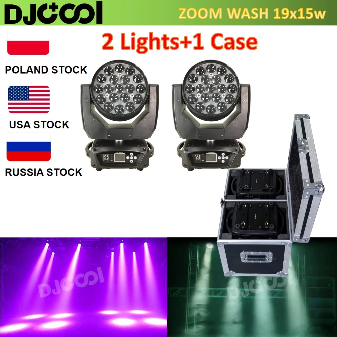 2pcs Lyre Zoom Wash Moving Head Light 19x15w Led Wash Zoom Rgbw 4in1 ...