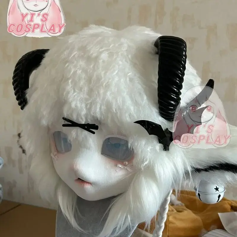 Custom-Furry-Head-Fursuit-Furry-Kigurumi-Head-Sheep-Black-Horned ...