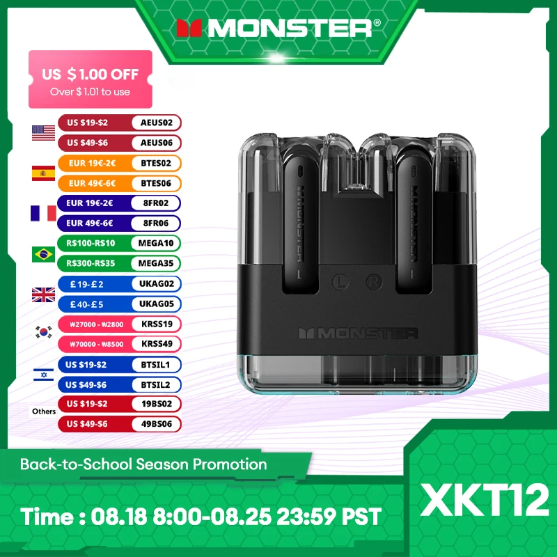 Original-Monster-XKT12-Gaming-Earphones-Bluetooth-5-3-TWS-Wireless ...