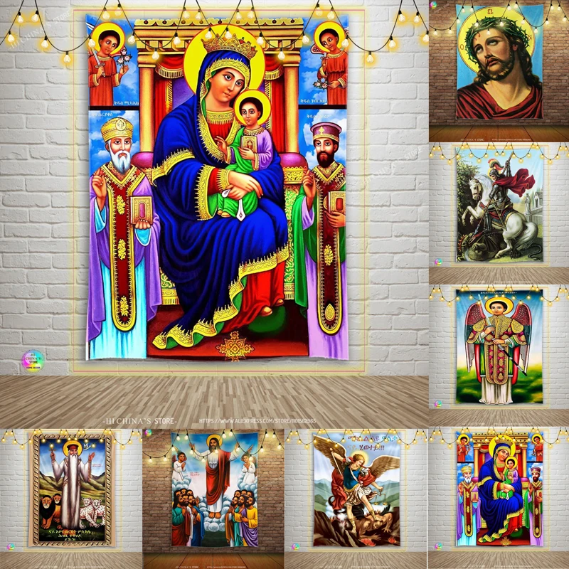 Jesus-Virgin-Mary-Tapestry-Home-Decorative-Angel-Aesthetic-Accessory ...