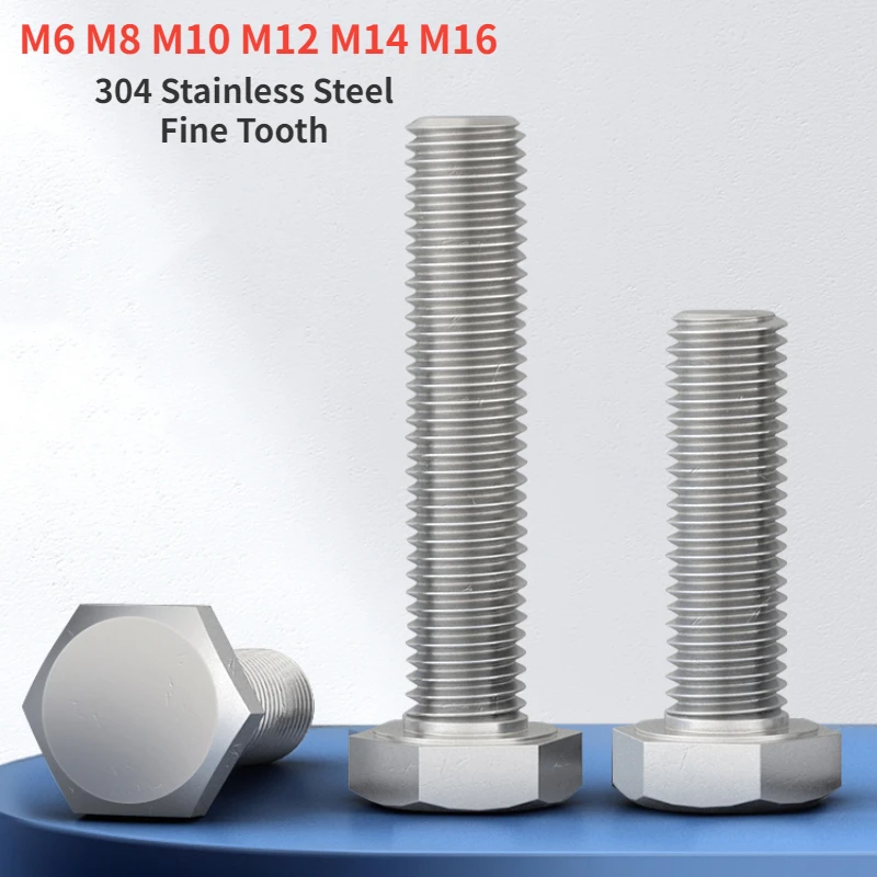 M6-M8-M10-M12-M14-M16-304-Stainless-Steel-Fine-Tooth-External-Hex ...