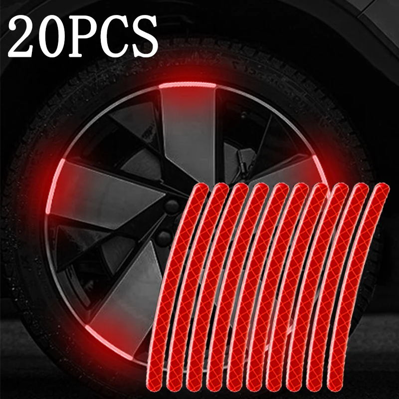 20pcs Colorful Car Motorcycle Wheel Hub Reflective Strips Stickers Car ...