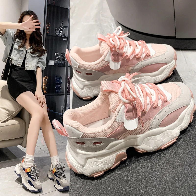Women's Chunky Platform Sneakers Mesh Breathable Comfort Running Tennis ...