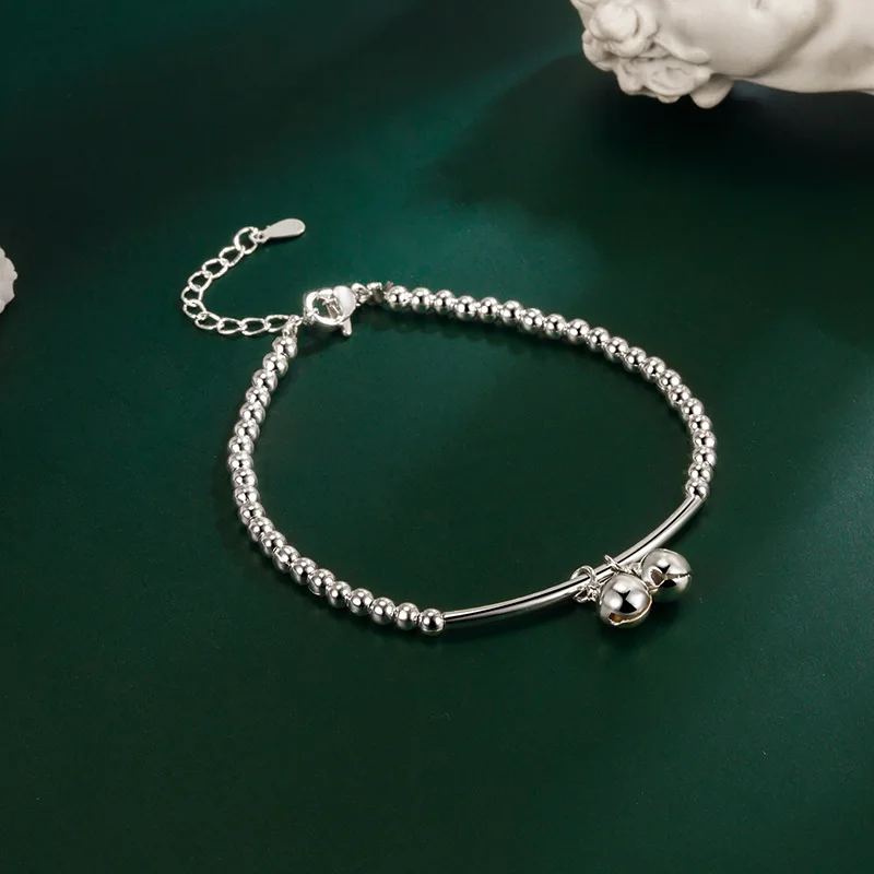 Sterling-Silver-Color-Bracelets-for-Women-Geometric-Beads-Bell-Charm ...