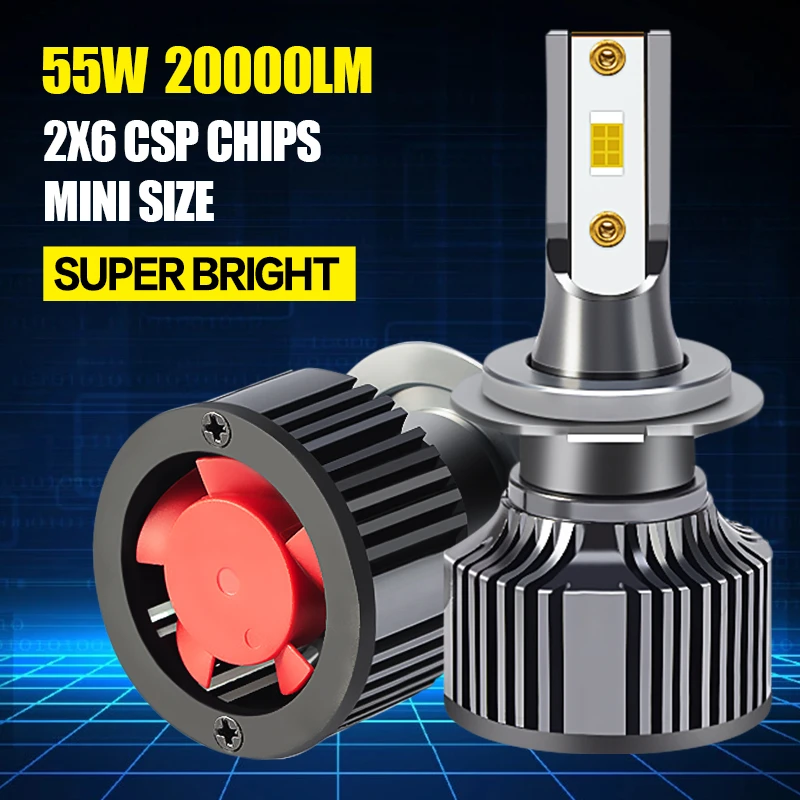 Carshark Turbo H7 Led Headlight 20000Lm H1 H4 H8 H9 H11 Lamps Hb3 Hb4 Hir2 Car Bulbs 4300K 6000K ...