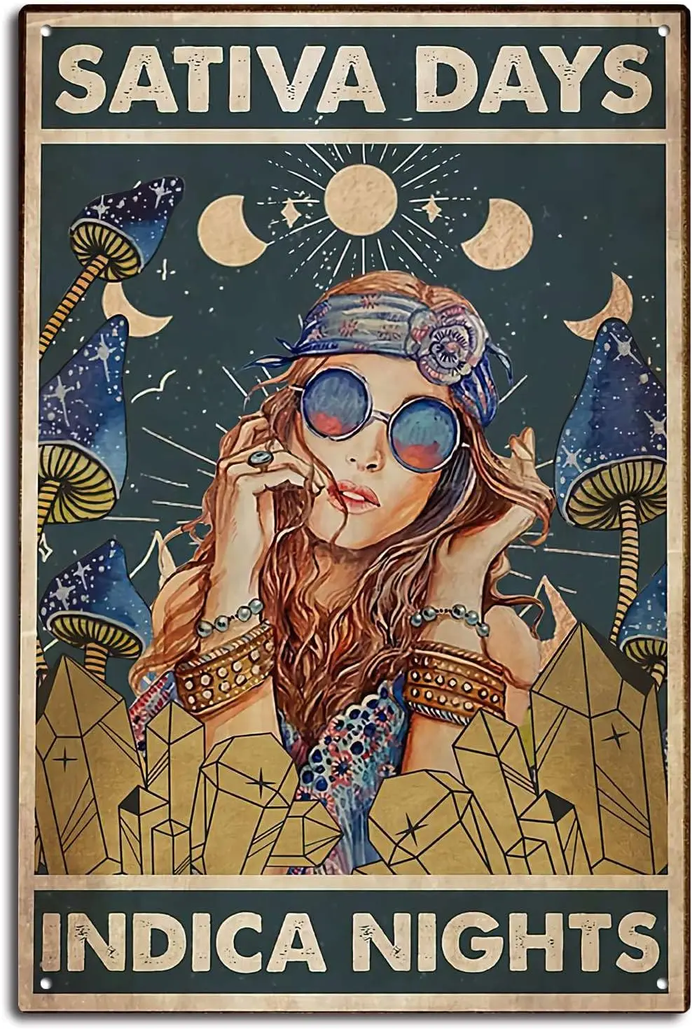 Funny Metal Tin Signs Sativa Days Indica Nights Metal, Hippie Room ...