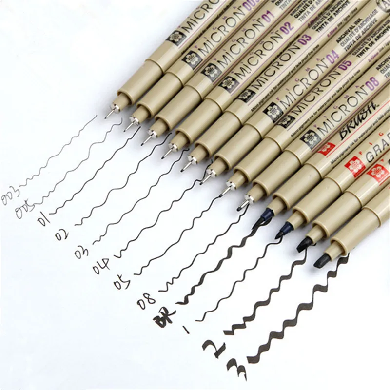 Sakura-Pigma-Micron-Bol-grafo-fino-impermeable-delineador-de-tinta-negra-suave-Rotulador-de ...