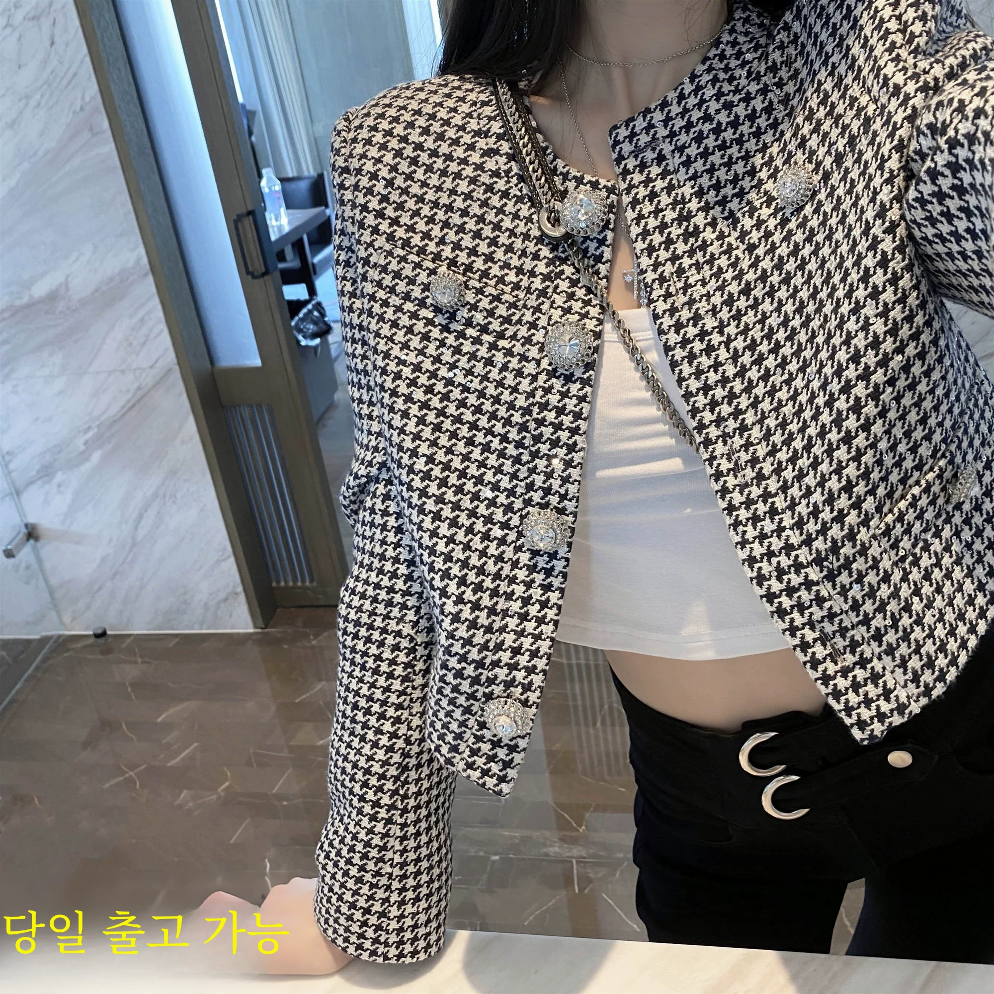 Yang-Ying-Lock-Ni-Same-Sle-Retro-Houndstooth-Diamond-Inlaid-Short ...