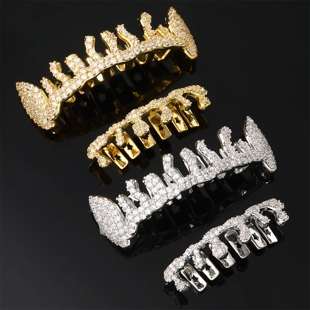 Personalized-Hip-Hop-CZ-Teeth-Grillz-Caps-Cubic-Zircon-Iced-Out-Micro ...