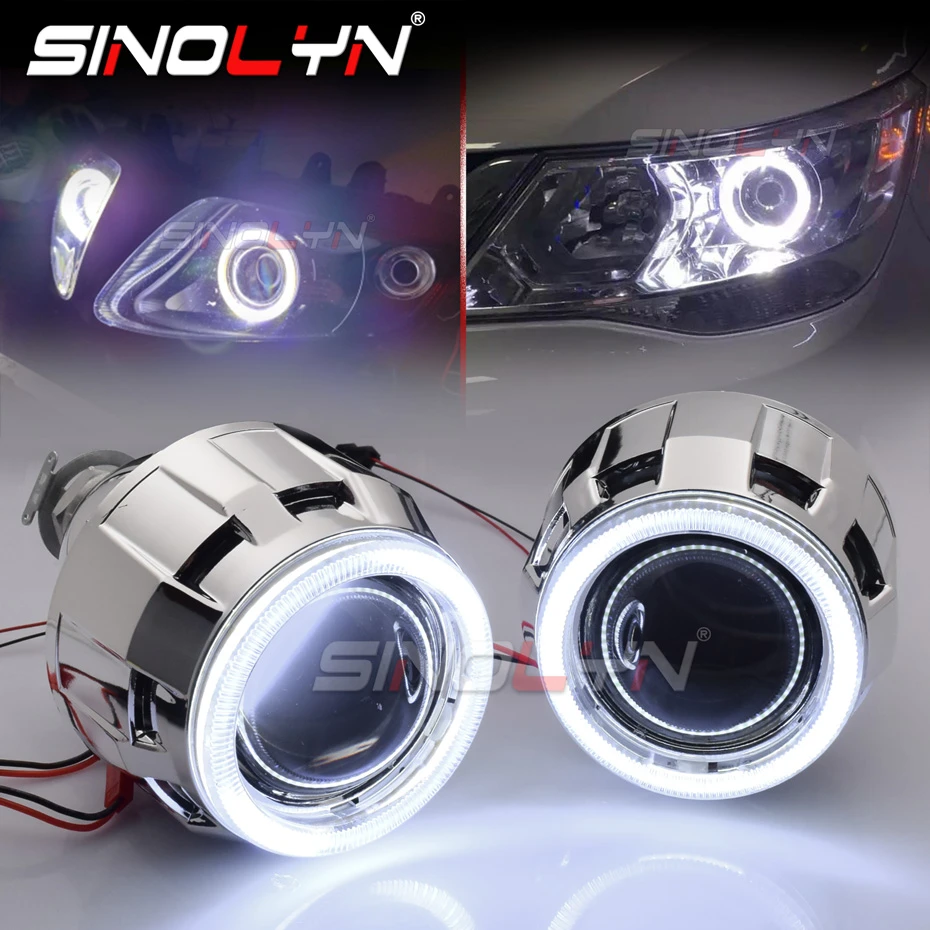 Sinolyn Angel Eyes 2.5 Inch Bi Xenon Projector Lenses For H7 H4 Headlights Mini H1 HID/LED Bulb ...