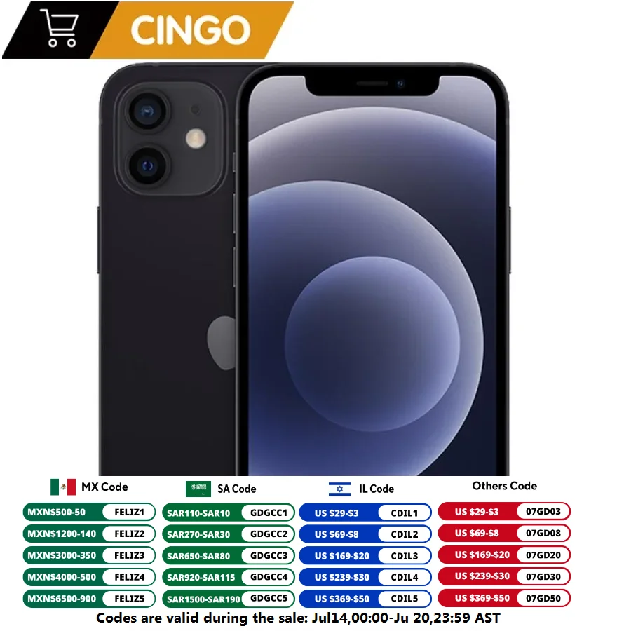 Unlocked-iPhone-12-Face-ID-6-1-4G-RAM-64GB-128GB-256GB-ROM-Smartphone ...