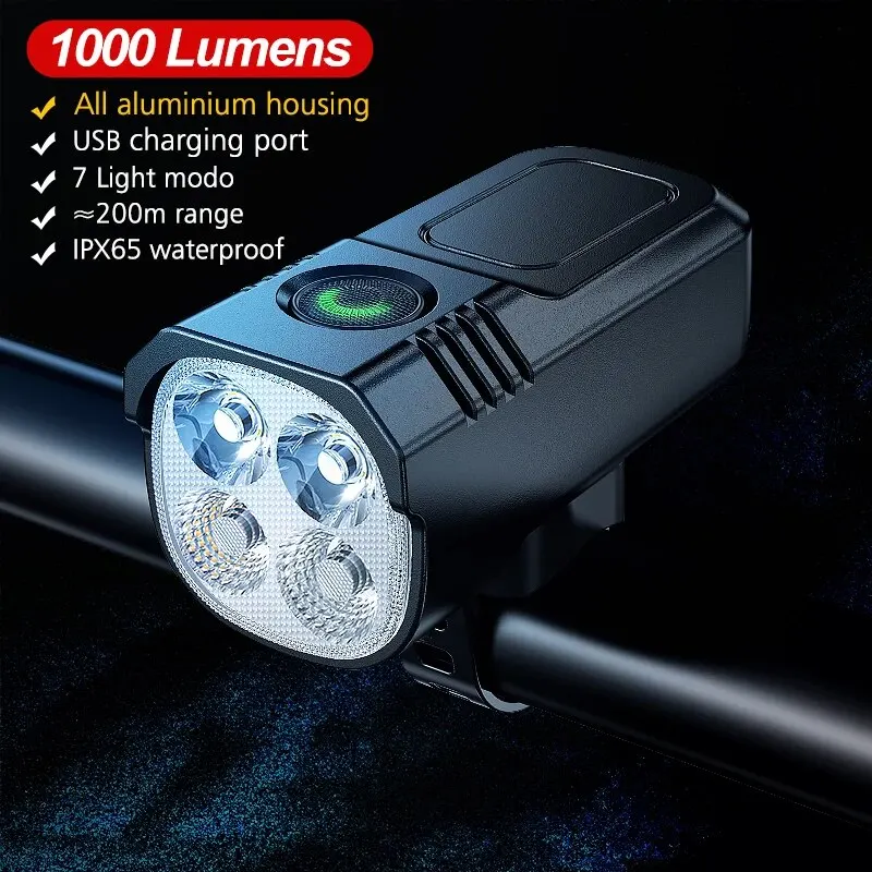 CYCLAMI-Bicycle-Front-Light-1000-Lumen-Bike-Light-2000mAh-Waterproof ...