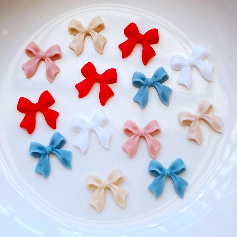 80Pcs New Cute Mini Shiny Little Bow Resin Figurine Crafts Flatback ...