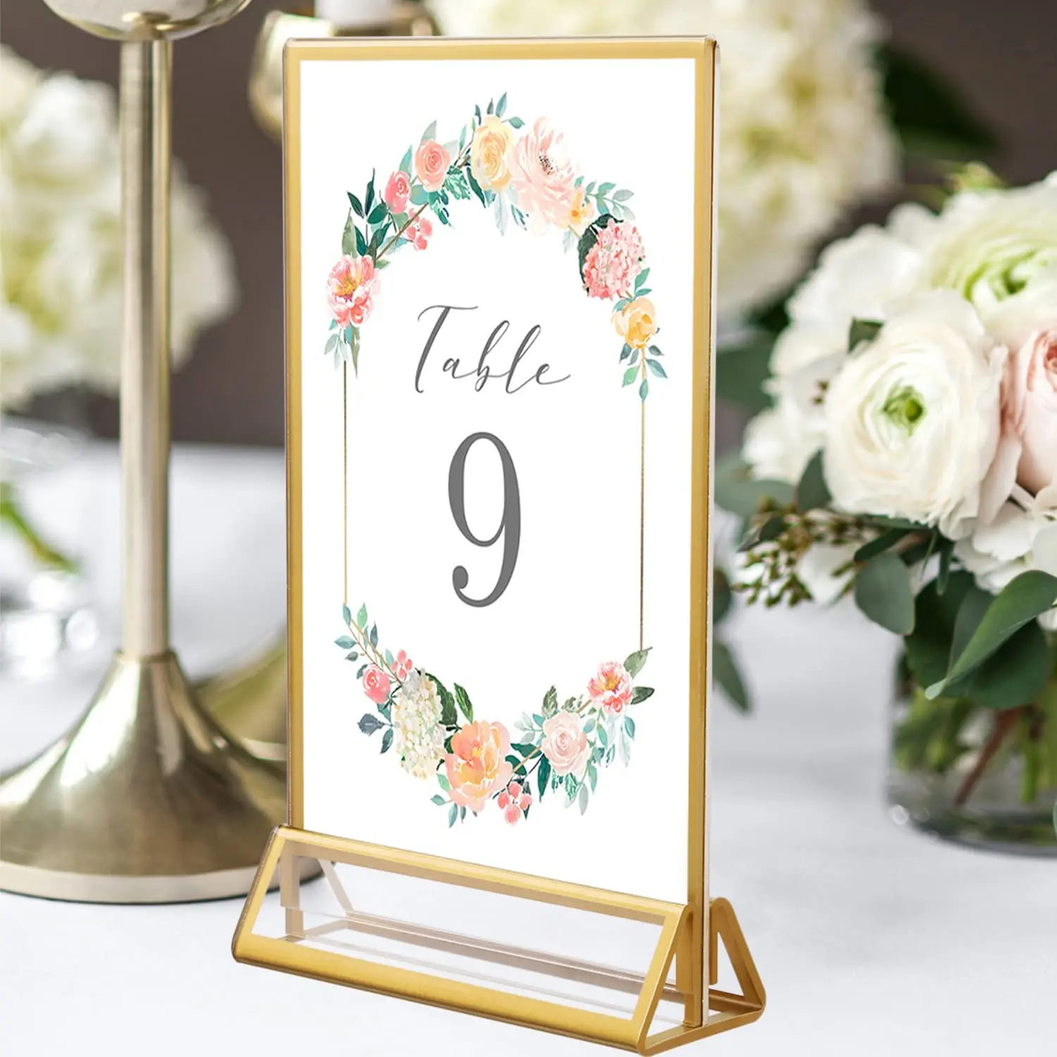 A5 148x210mm Double Sided Gold Acrylic Table Numbers Sign Holder ...