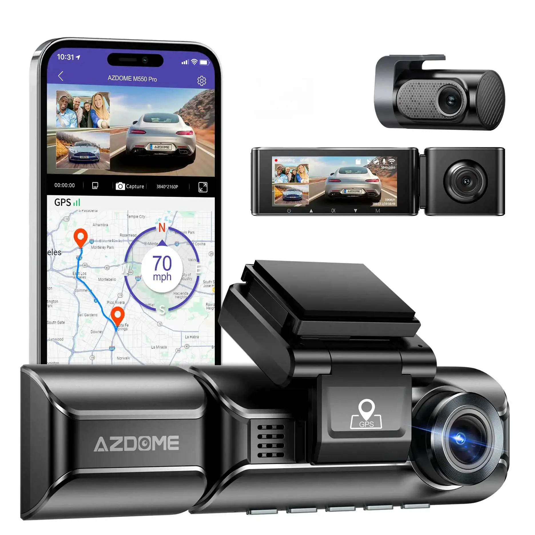 AZDOME-Newest-Car-DVR-M550-Pro-Dash-Cam-4K-5-8Ghz-WiFi-3-Cameras-Front ...