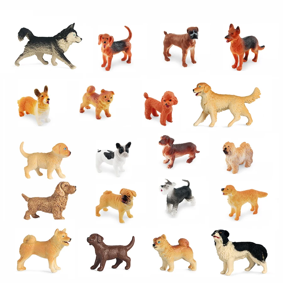 Puppy Animals Model Figure Playset | Plastic Mini Animals Figures ...
