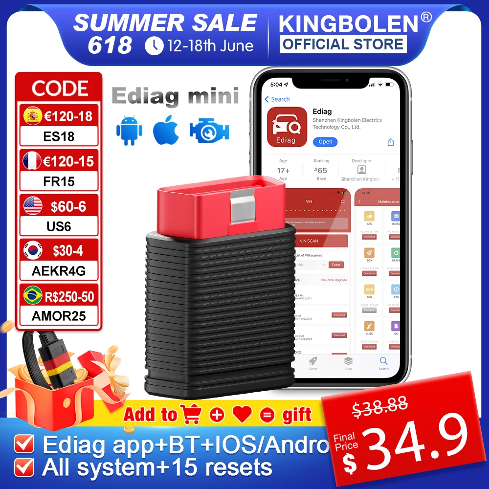 KINGBOLEN-EDIAG-MINI-OBD2-Scanner-Bluetooth-15-Resets-Read-Clear-fault-code-PK-THINKDIAG-All ...