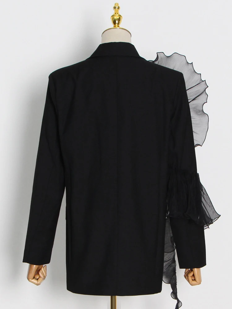 TWOTWINSTYLE Asymmetrical Elegant Blazer For Women Notched Collar Long ...