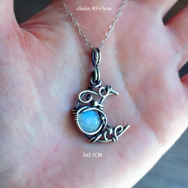Artificial Moonstone Antique Pendant Necklace Gems Cabochon Vintage ...