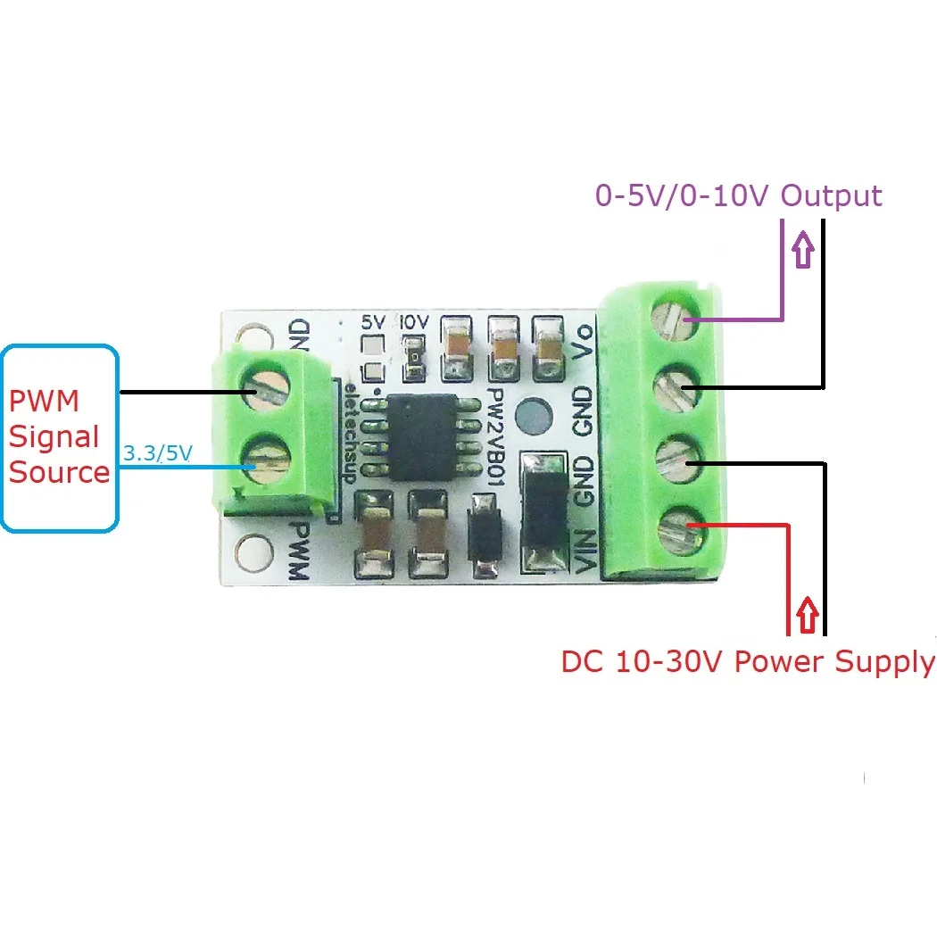 Generic Pwm To Dac Converter Input Pulse Output 0-5v/0-10v Voltage ...