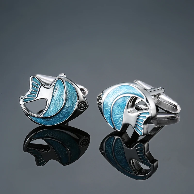 High-quality-blue-fish-cufflinks-for-men-s-wedding-French-shirt-cuffs ...